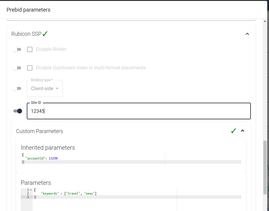 Prebid parameters - Advanced